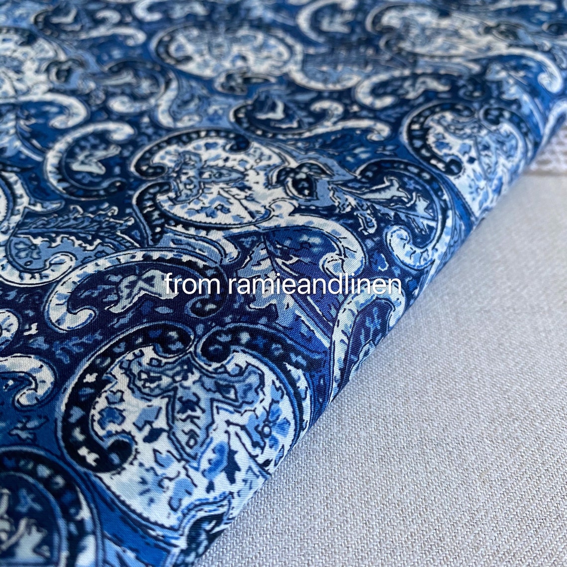 Japanese cotton fabric blue vintage floral pattern print fine | Etsy