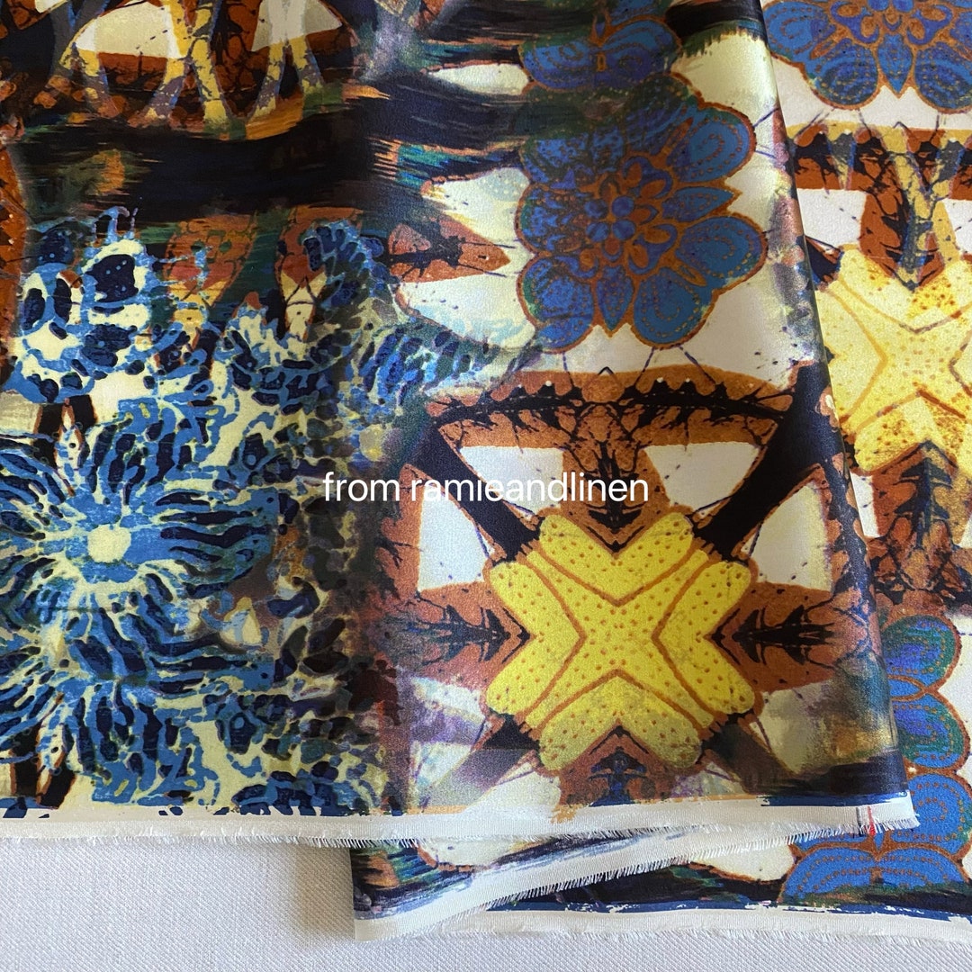 Silk Fabric, 29" by 42" Wide, Digital Print, African Style Pattern ...