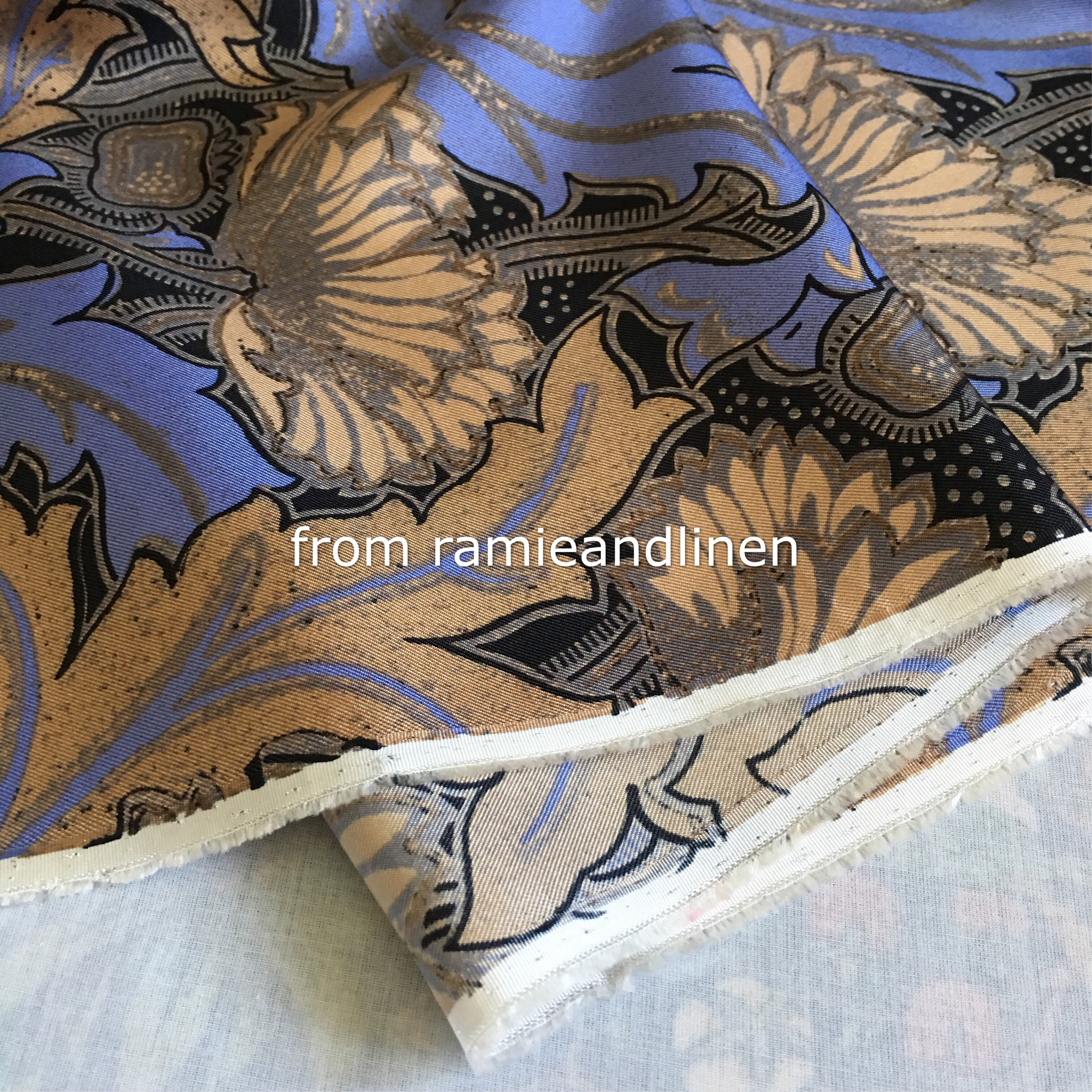 Silk Fabric Vintage Floral Print Silk Twill Fabric Half Yard | Etsy