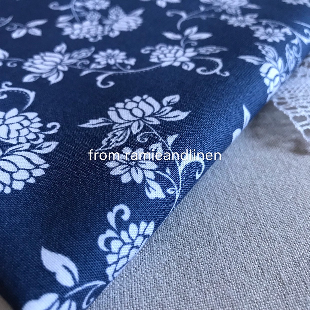 Cotton Fabric China Blue Floral Print Quilting Fabric | Etsy