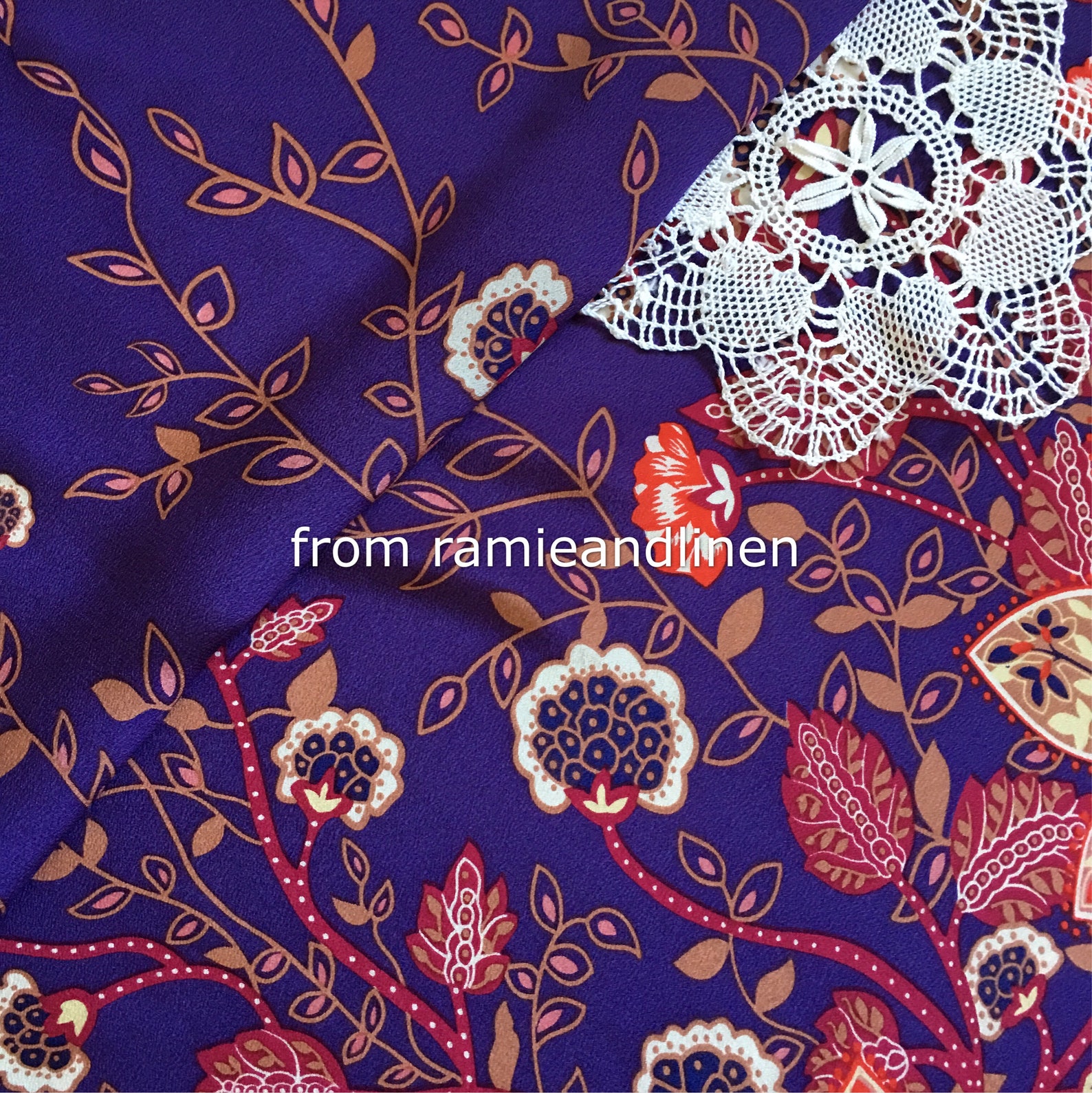 Silk Fabric, Double Border Print 100% Silk Crepe De Chine Fabric, Half ...