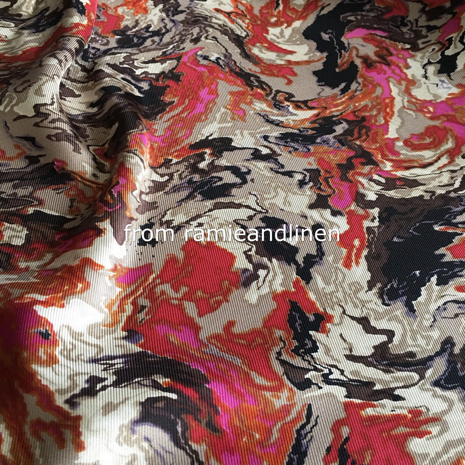 Silk Fabric, Ripple Pattern Print Silk Twill Fabric, Half Yard by 44 ...