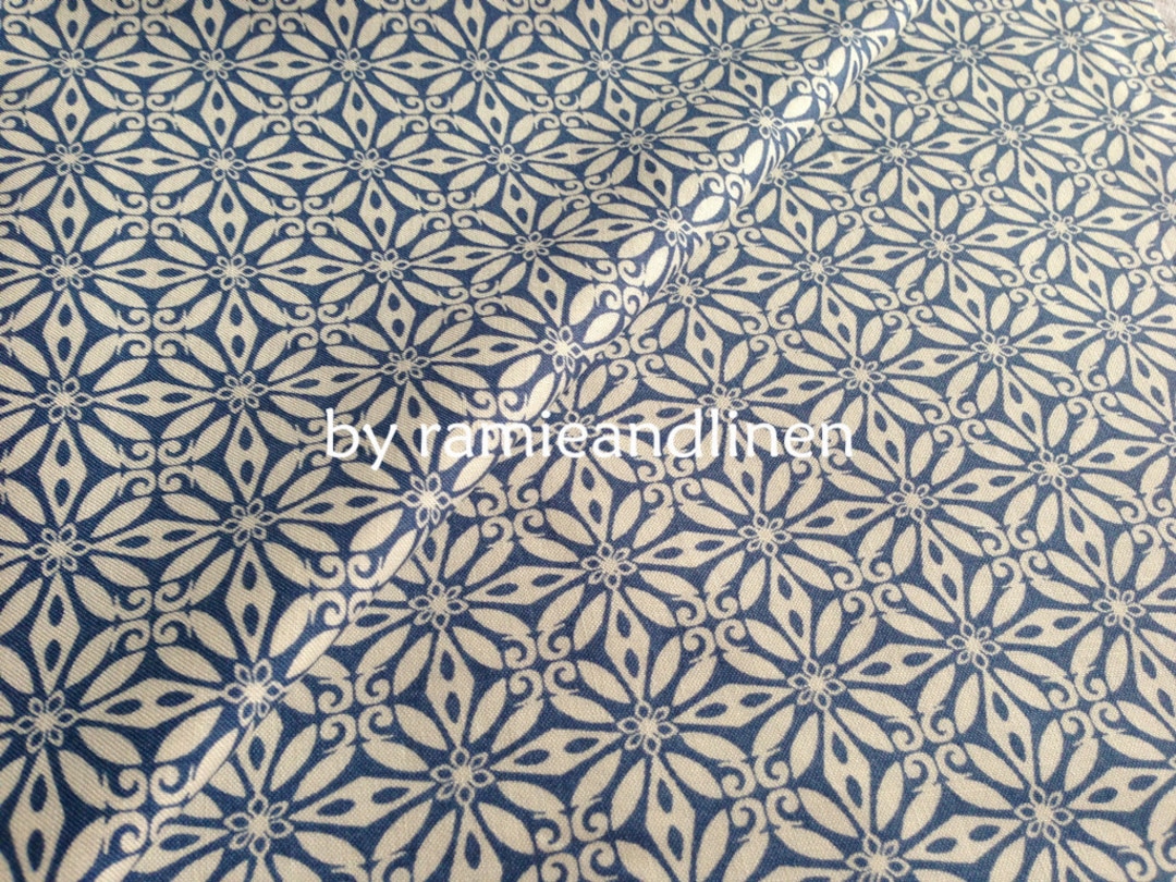 Porcelain, Cotton Fabric, Floral Print Cotton Fabric, Half Yard by 43 ...