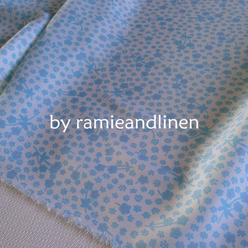 Japanese Linen Fabric Blue Scroll Grass Pattern Print Fine | Etsy