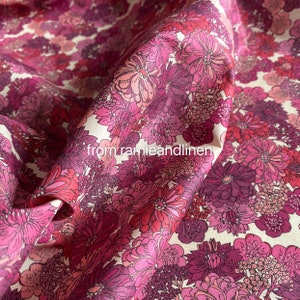 LIBERTY Cotton Fabric, Tana Lawn, Pink and Red Floral Print Fine Silky ...