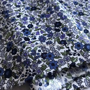 Cotton Fabric,blue Mini Floral Pattern Print Cotton Fabric, 18" by 55 ...