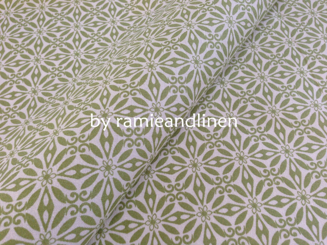Cotton Fabric Green Floral Pattern Print Cotton Fabric Half | Etsy