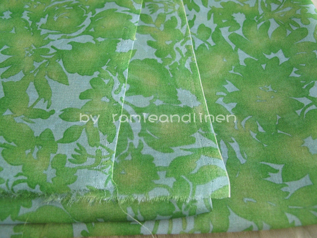Silk fabric Spring green floral print Silk Organza half yard | Etsy
