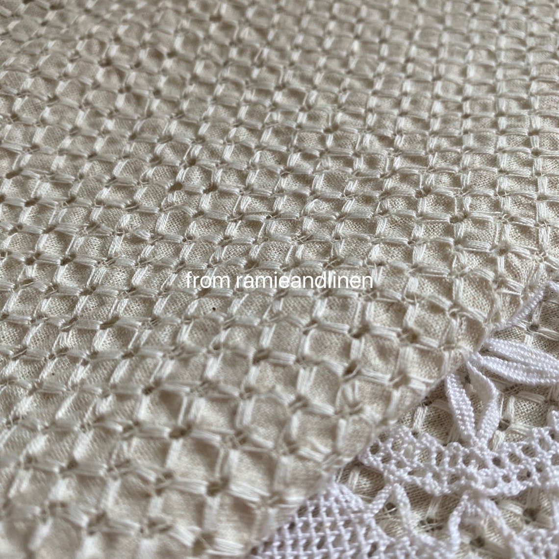Japanese Cotton Fabric, Embroidery 3D Texture, Natural Color Cotton ...