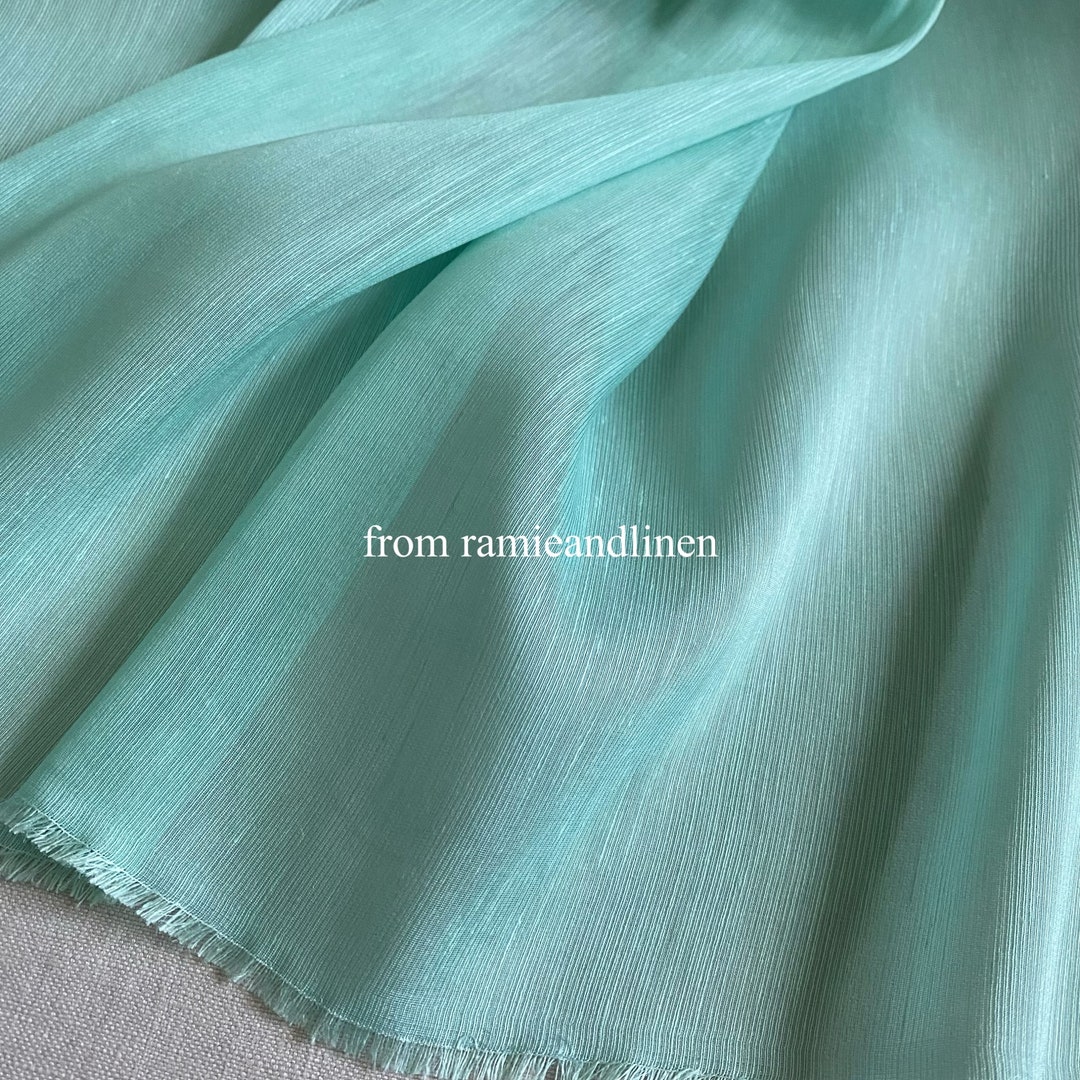 Silk Fabric, Solid Color, Mint Green, Silk Linen Blend Fabric, Half ...