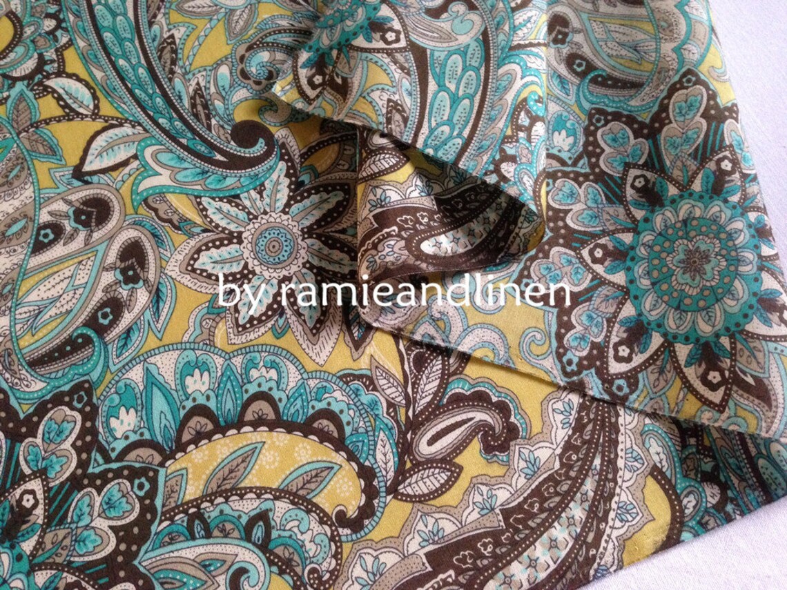 Silk Fabric Paisley Floral Print Silk Cotton Blend Fabric - Etsy