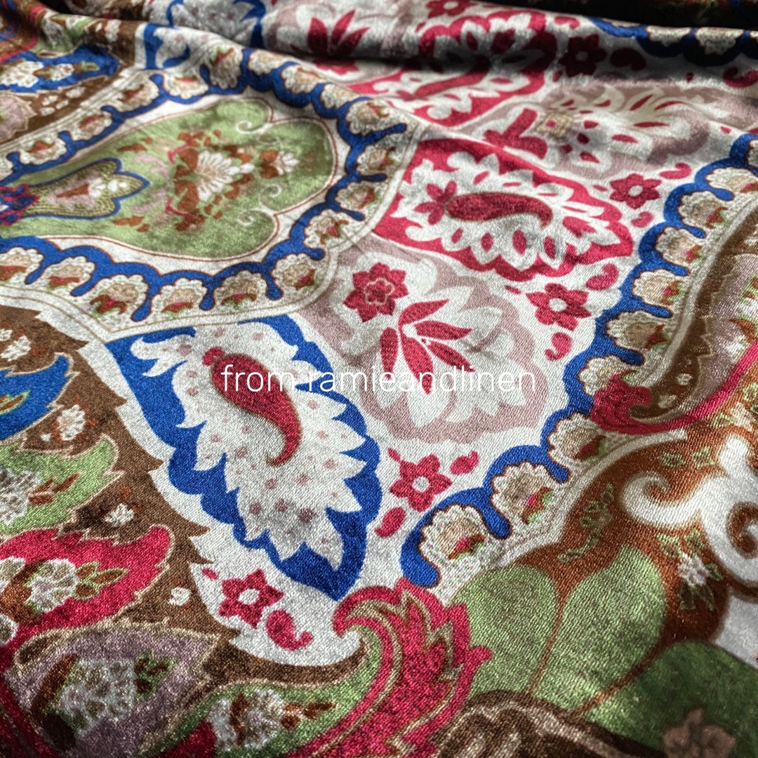 Silk Fabric, Phoenix Tail Pattern Print 43 M/m Heavy Silk Velvet Fabric ...
