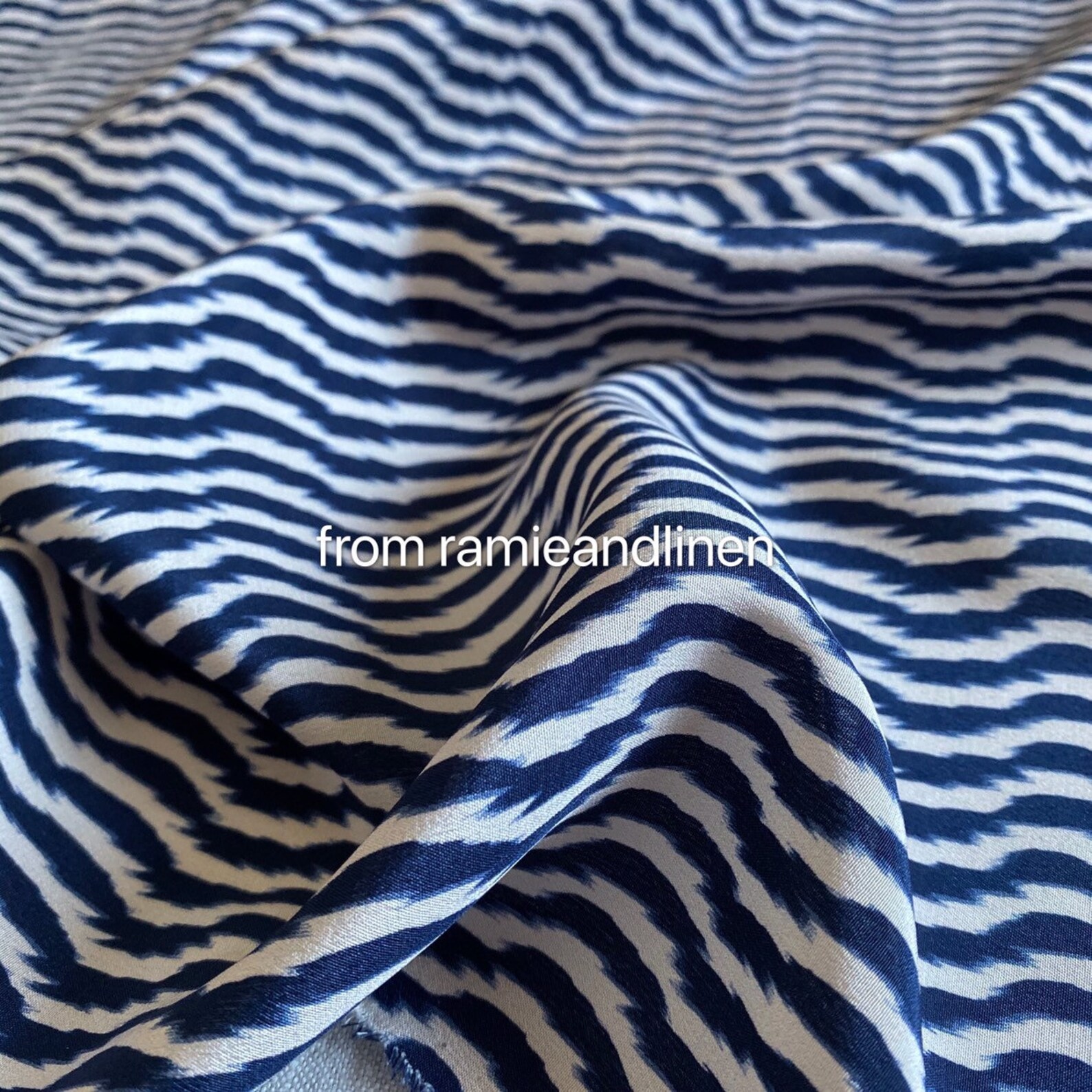 Silk Fabric Ocean Wave Stripes Print Silk Crepe De Chine - Etsy