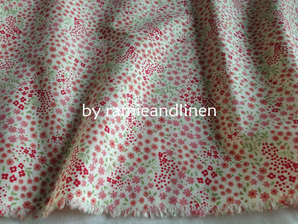 Cotton Fabric, Elegant Warm Pink Mini Flowers Print Fine Cotton Fabric ...