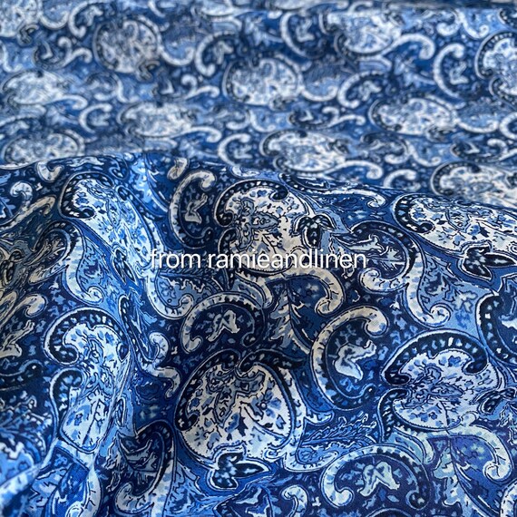 Japanese Cotton Fabric Blue Vintage Floral Pattern Print Fine | Etsy