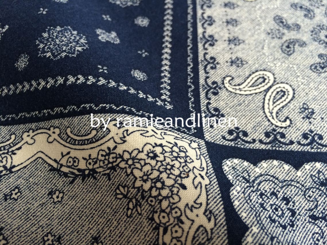 Japanese Cotton Fabric, Vintage Square Pattern Print Cotton Fabric ...