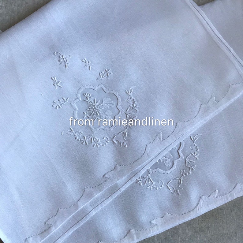 White Color Hand Embroidery Linen Tea Cloths a Set of Two - Etsy