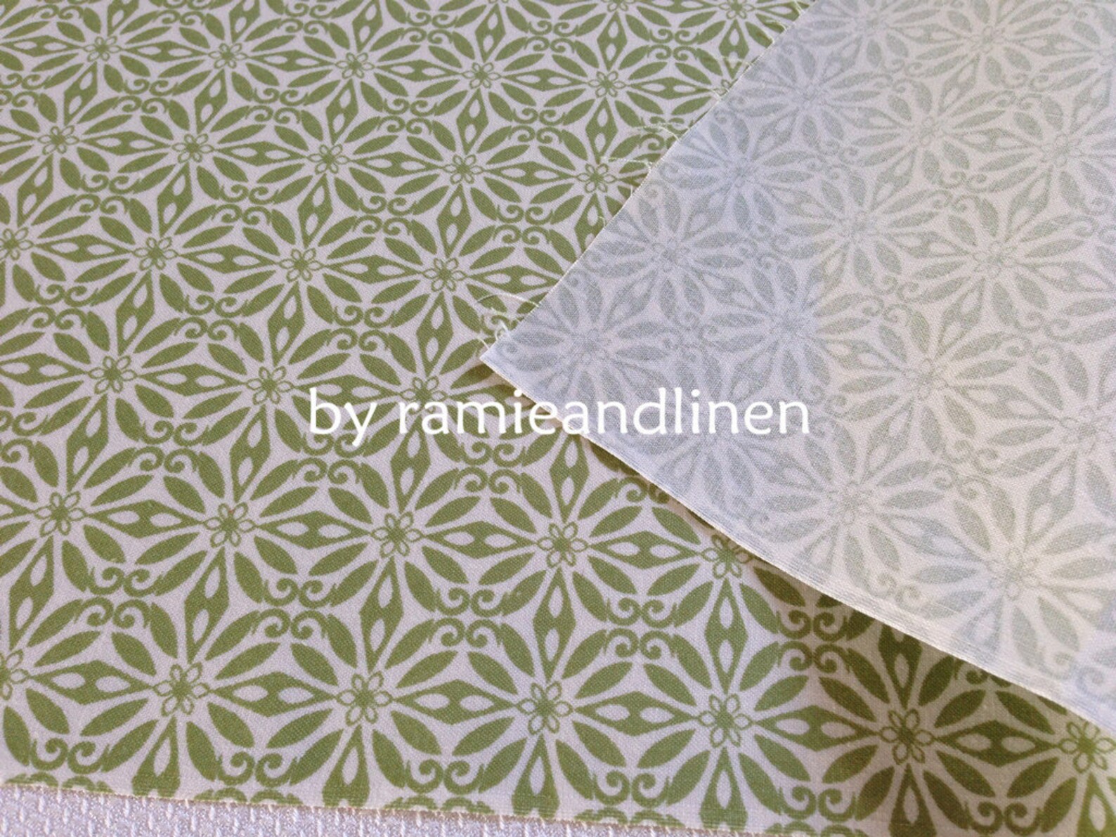 Cotton Fabric, Green Floral Pattern Print Cotton Fabric, Half Yard by ...