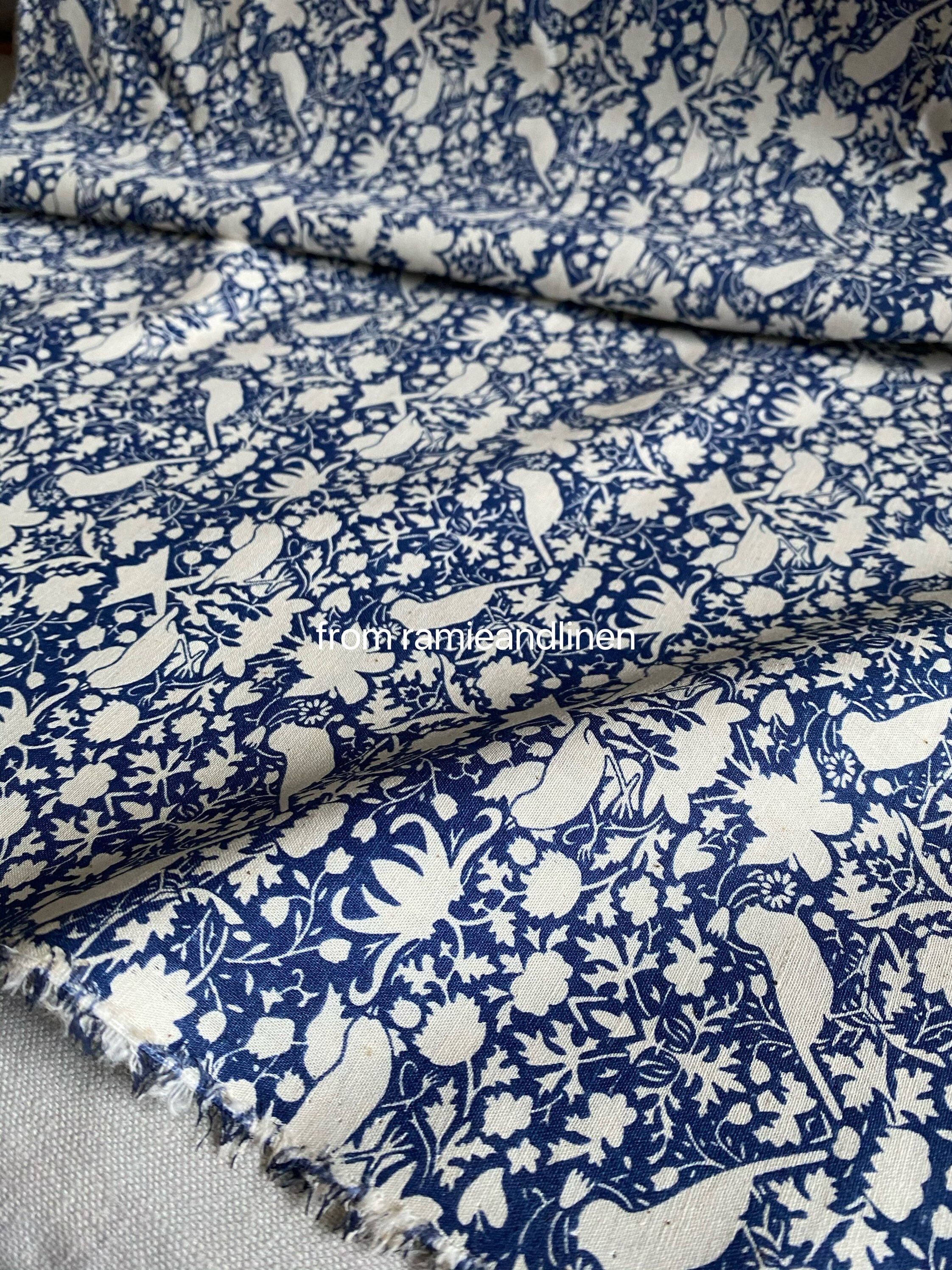 Cotton Fabric Birds and Trees Print Half Yard by 56 - Etsy