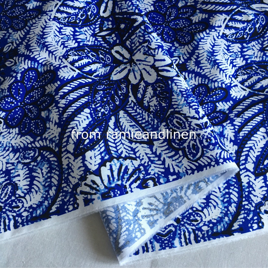 Cotton Fabric, China Blue Flroal Print Cotton Fabric, Half Yard by 58 ...