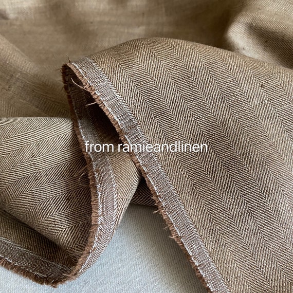 Linen fabric yarn dyed herringbone weaved linen fabric half | Etsy