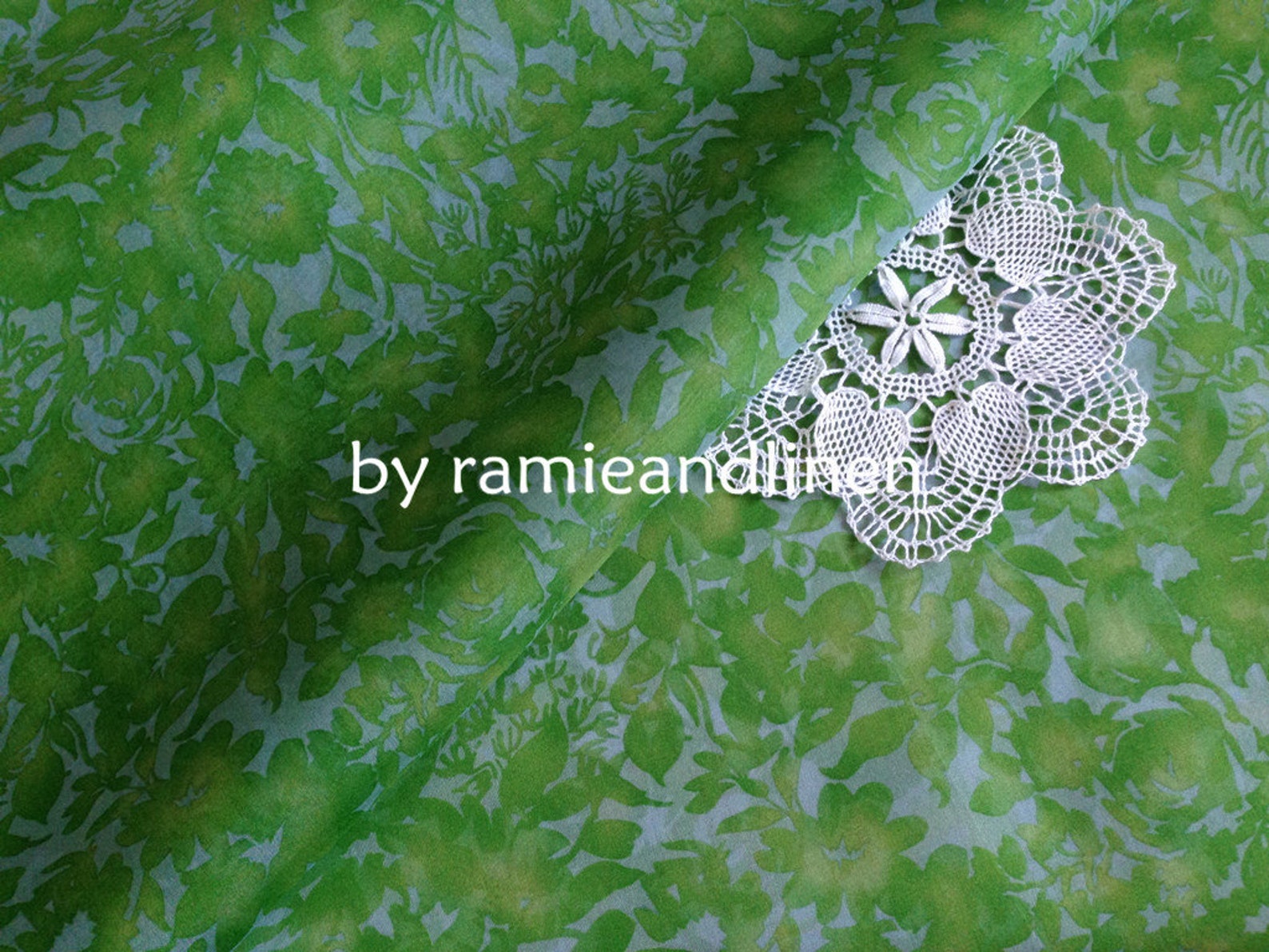 Silk Fabric Spring Green Floral Print Silk Organza Half Yard - Etsy
