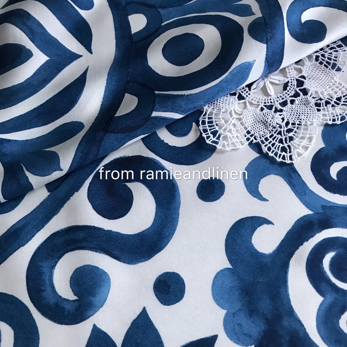 Silk Fabric, China Blue Floral Pattern Print Silk Cotton Blend Satin ...