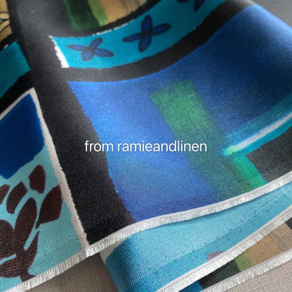 Silk Fabric Abstract Floral in Frames Print Silk Twill - Etsy