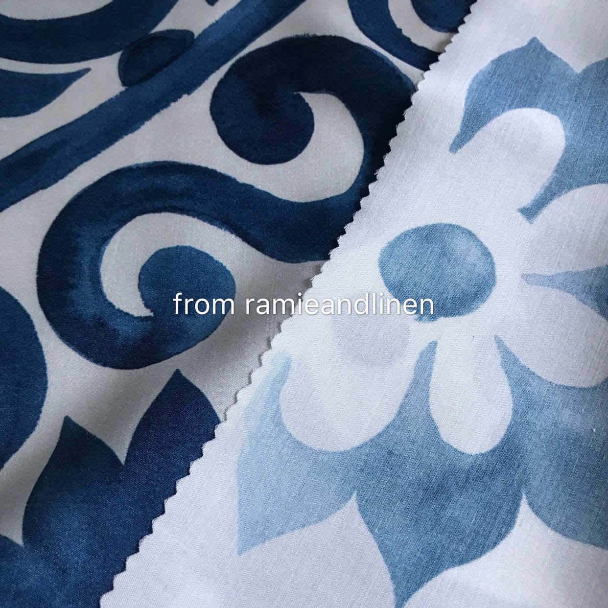 Silk Fabric, China Blue Floral Pattern Print Silk Cotton Blend Satin ...