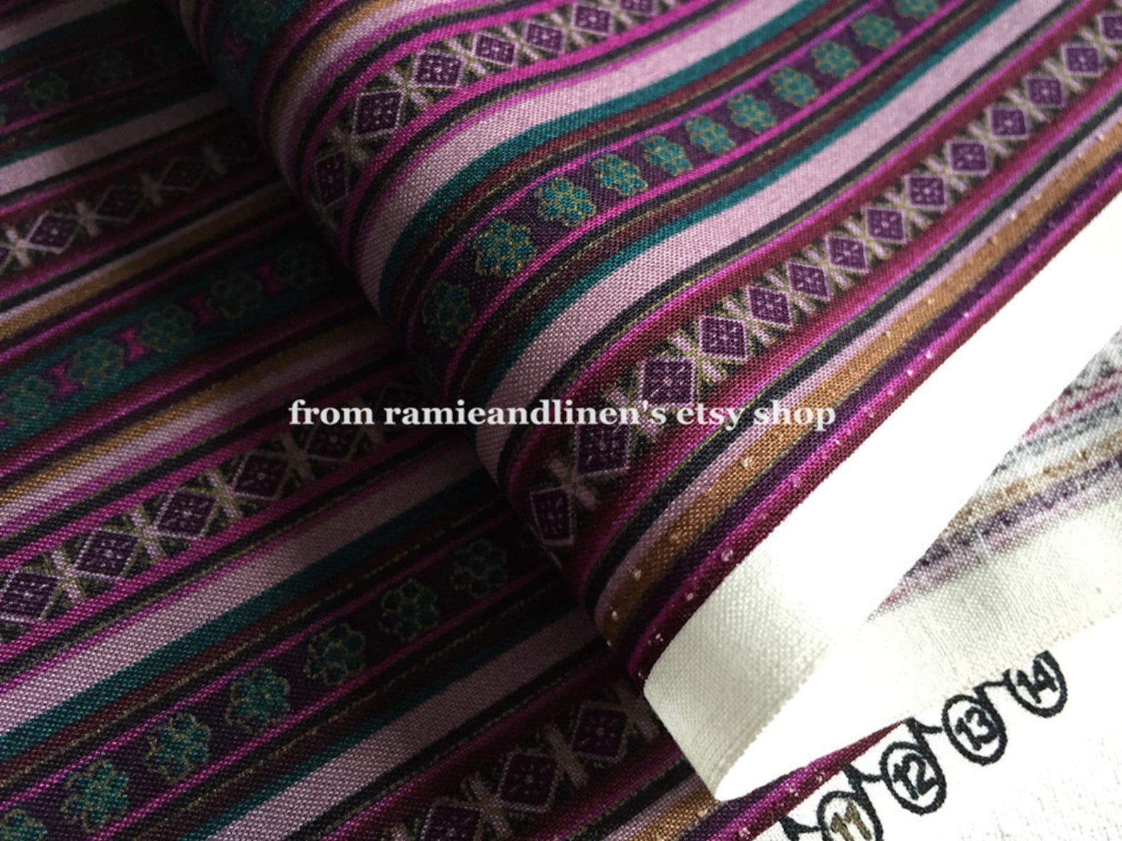 Japanese cotton fabric colorful stripes gold line print half | Etsy