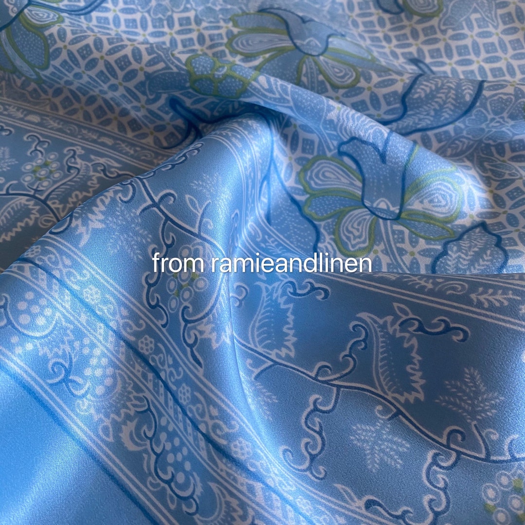Silk Fabric Double Borders Print 19m/msilk Crepe Satin - Etsy