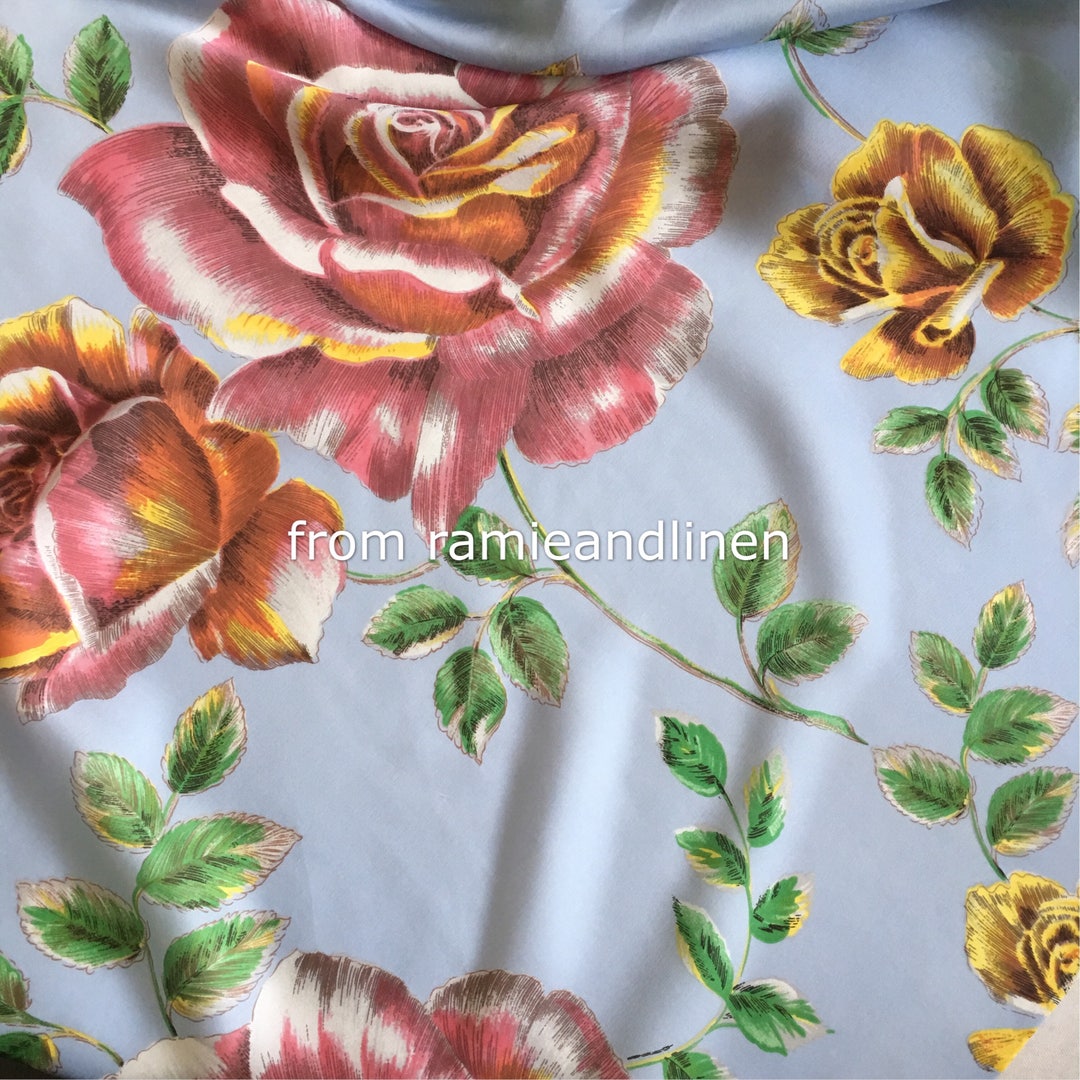 Silk Fabric, Huge Rose Print, 24 1/2" Long by 46" Wide, Last Piece - Etsy