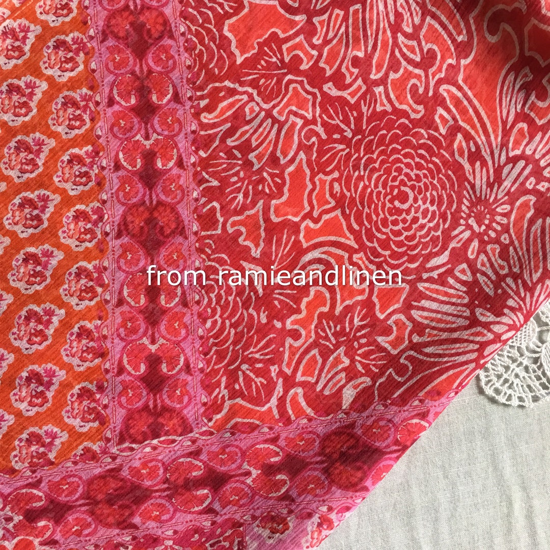 Silk Fabric, Floral Pattern Print Crinkle Georgette Silk Fabric, Half ...