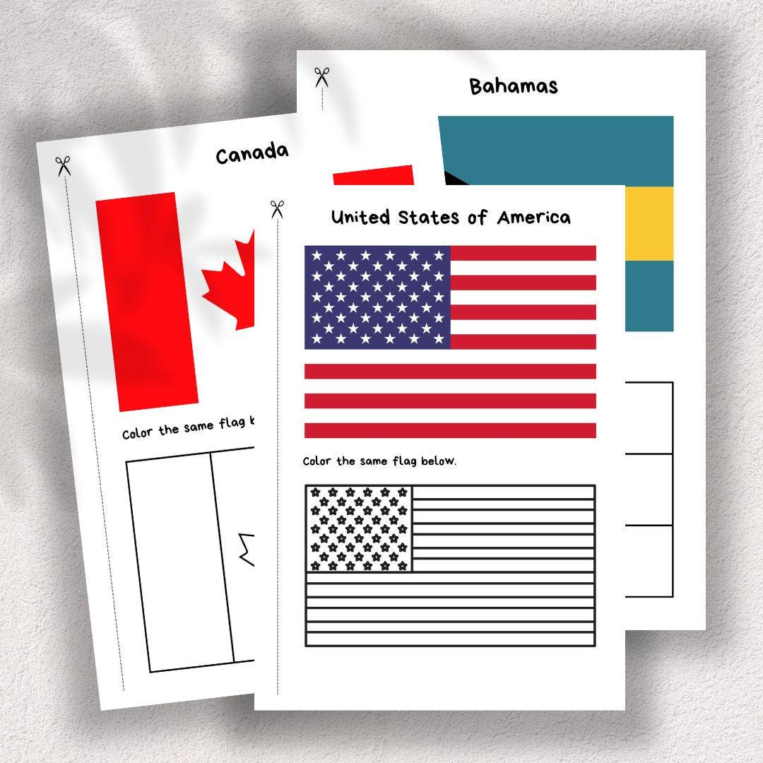 Printable Coloring Booklet of North America, Flags & Continent Busy ...