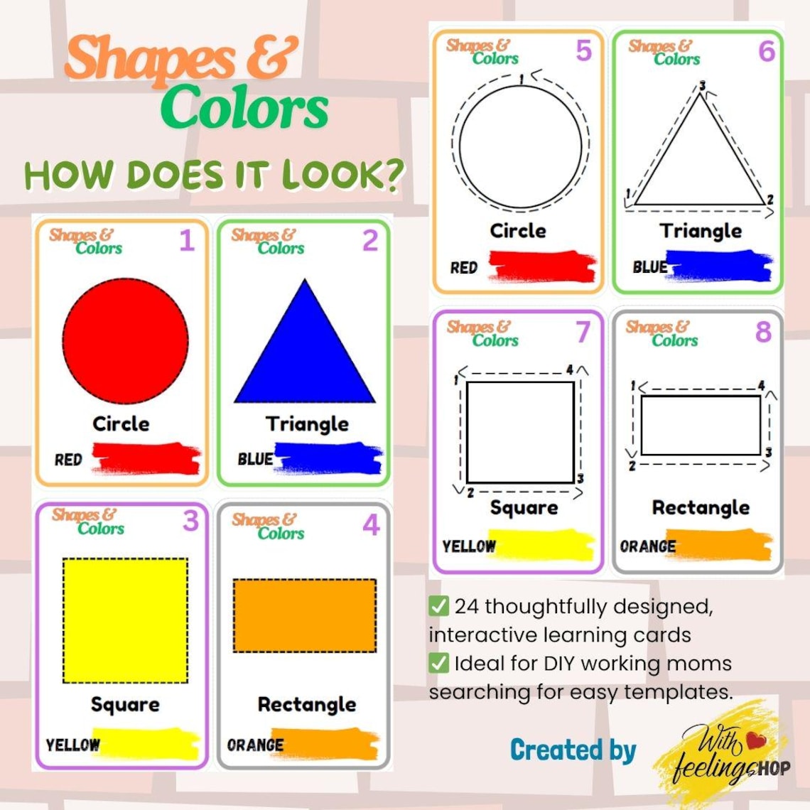 Easy Comprehensive Shapes Flashcards, Colorful Traceable Interactive ...