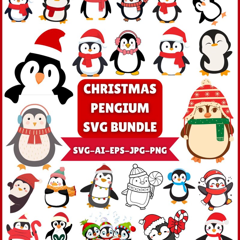 Christmas Penguin Svg - Etsy
