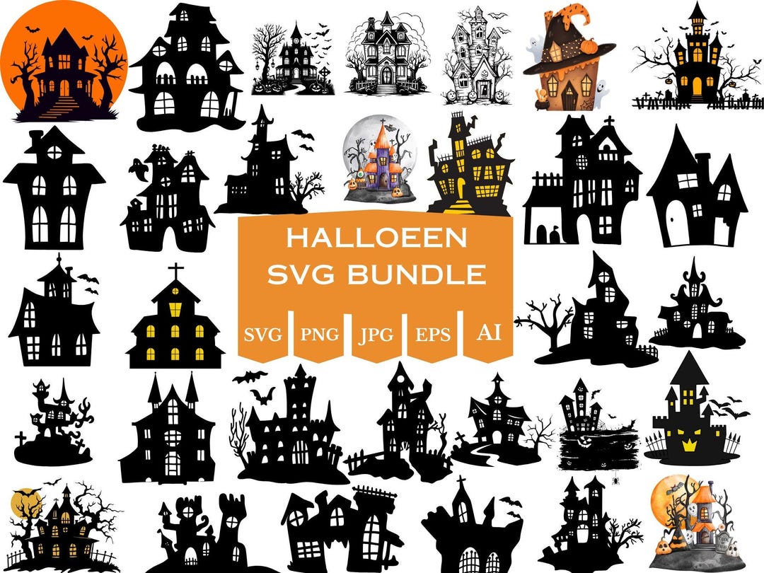 Haunted House SVG Bundle: Halloween Spooky Cut Files - Etsy