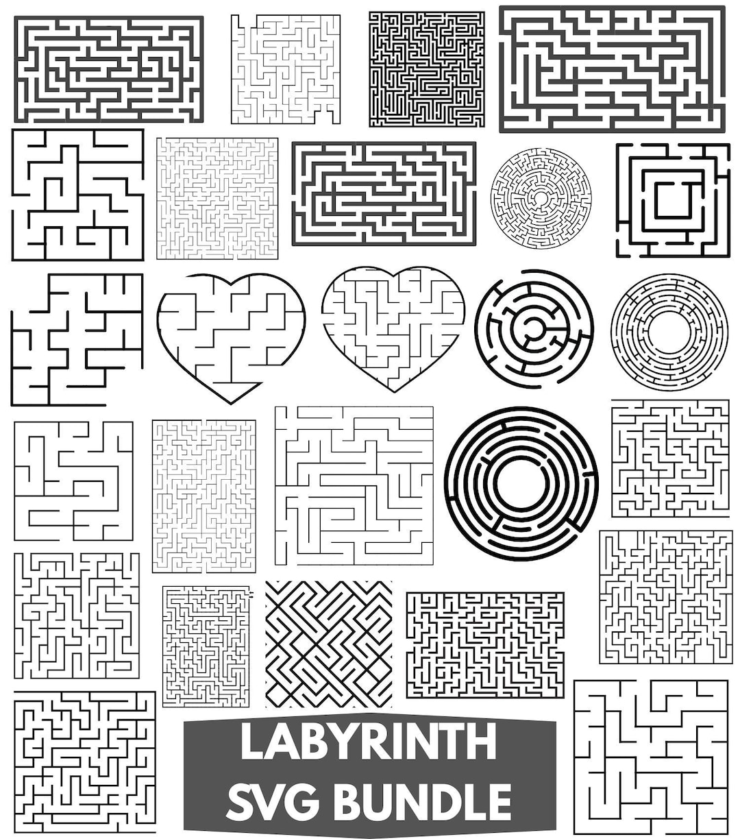 Maze SVG Bundle: Labyrinth Cut Files for Cricut (instant Download) - Etsy