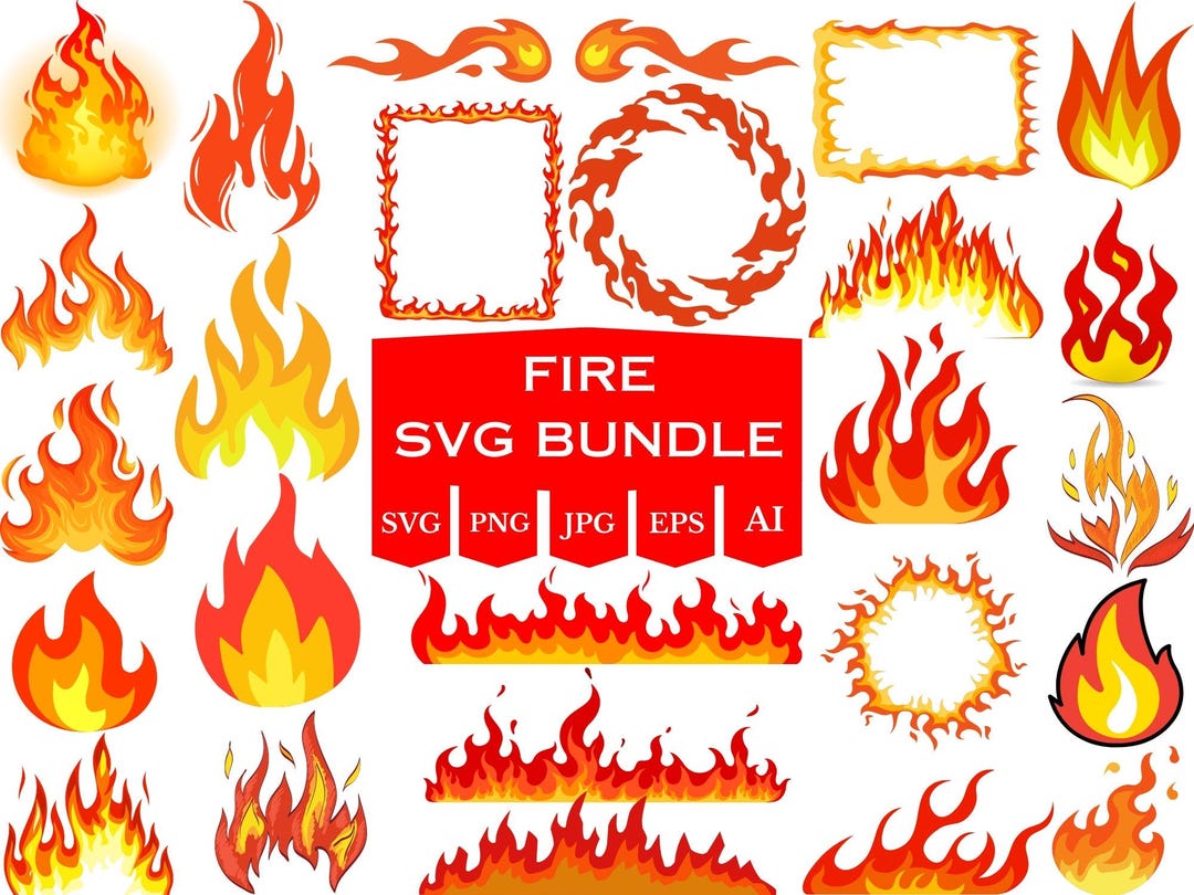 Fire Flames SVG Bundle: Flame Cut Files for Cricut & Silhouette ...