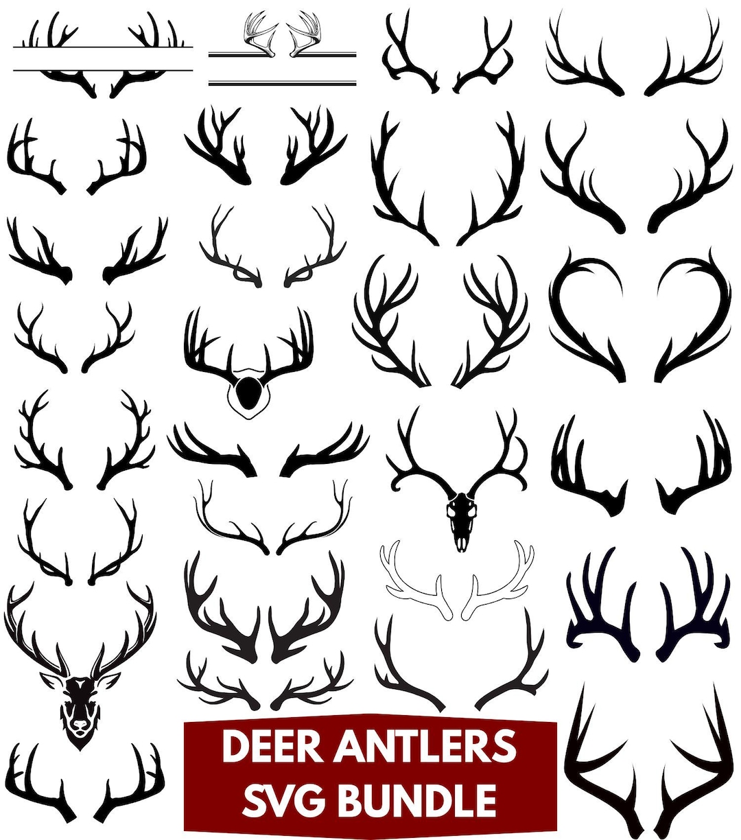 Deer Antlers SVG Bundle: Hunting Clip Art (digital Download) - Etsy
