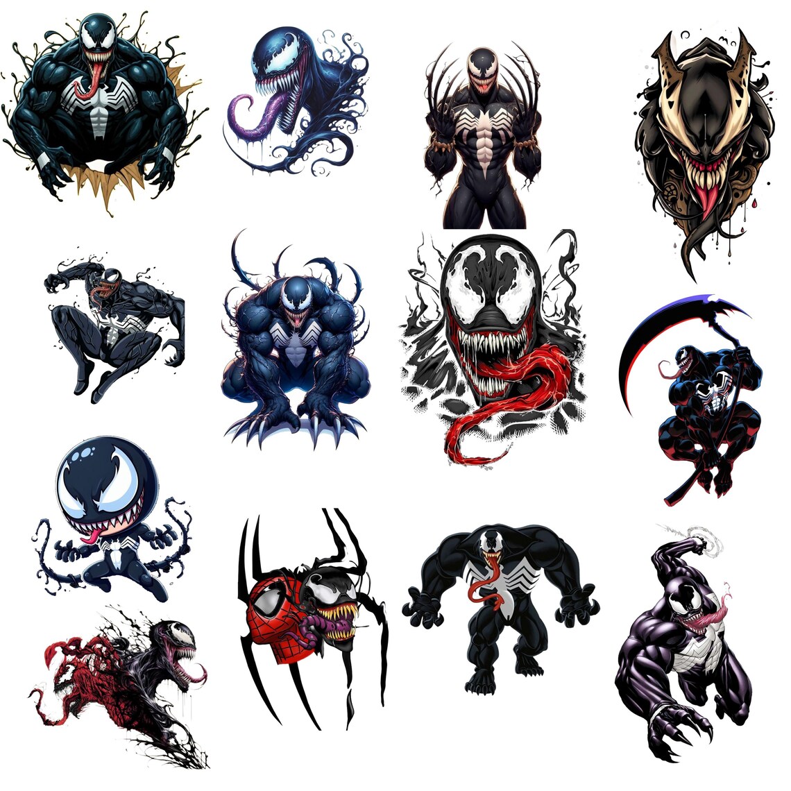 Venom Clipart PNG Bundle: Printable Vector Designs, Cut Files (digital ...