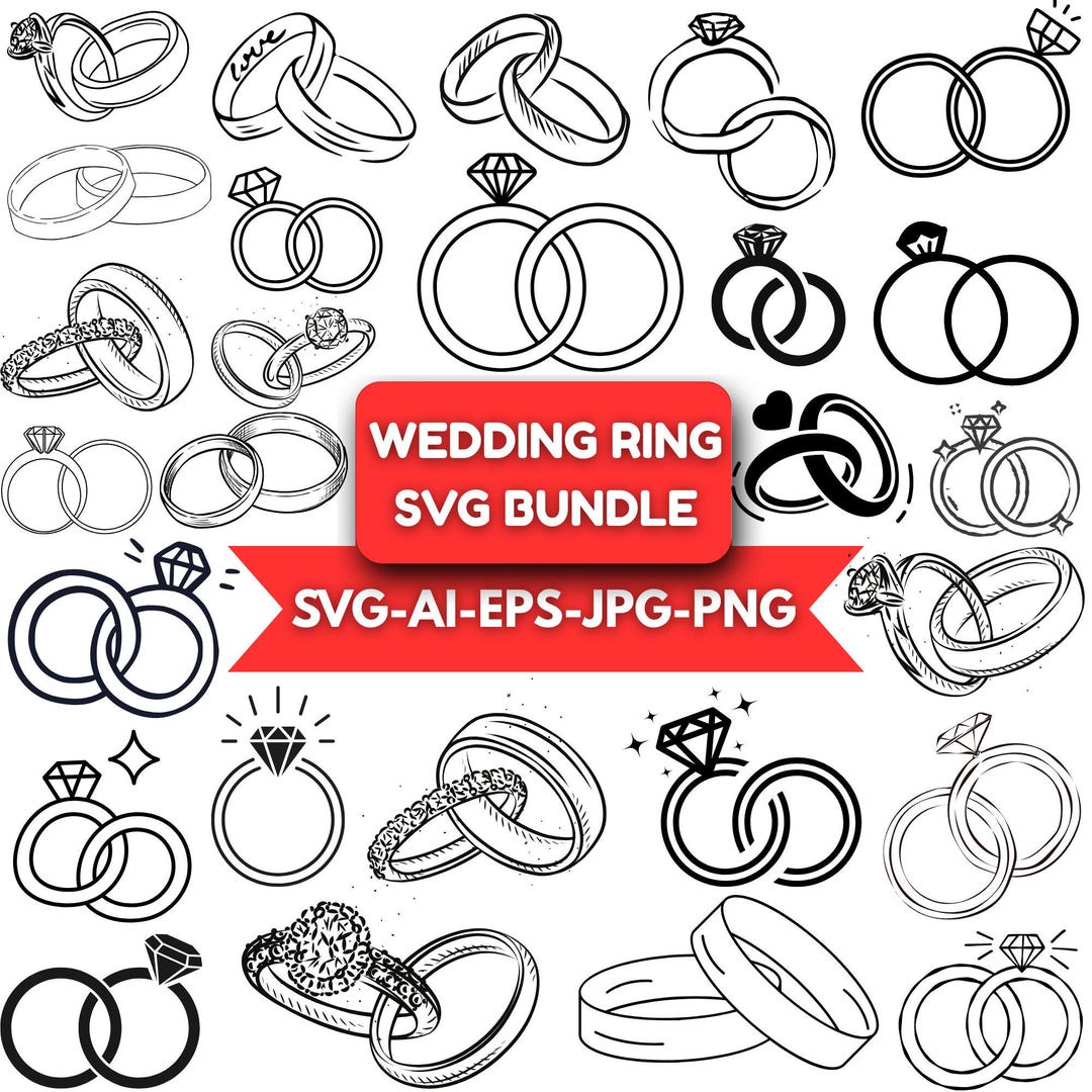 Wedding Ring SVG Bundle: Bride and Groom Vector Files (digital Download ...