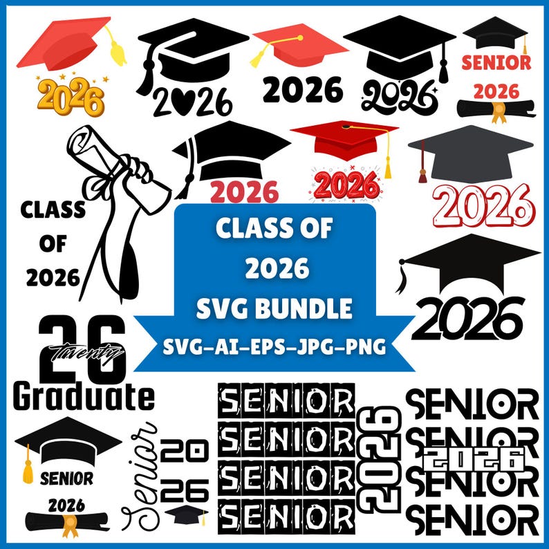 Class of 2026 SVG Bundle | Graduation Senior Design (digital Download ...