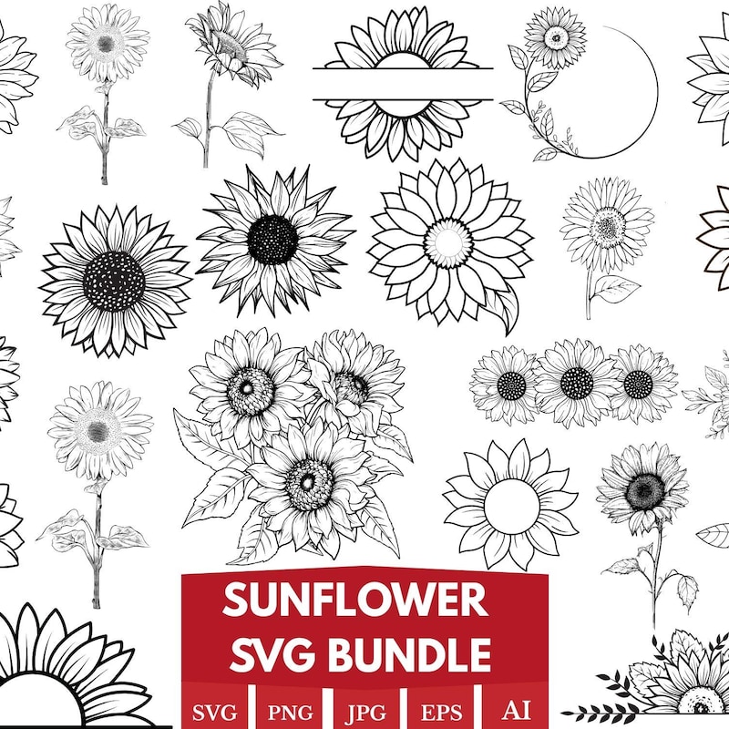 Laser engraved sunflower clip art - Etsy.de