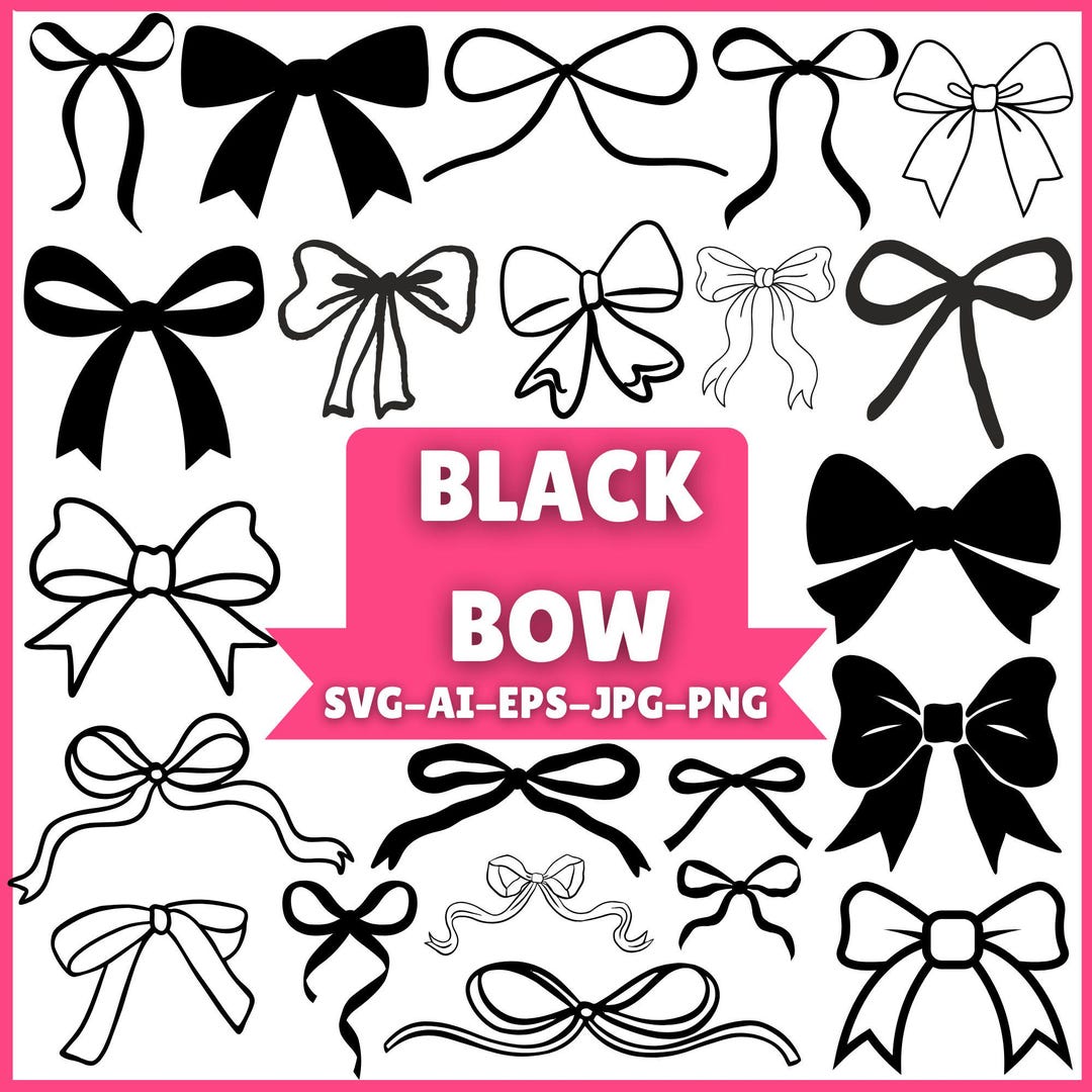 Black Bow SVG Bundle, Ribbon Clipart (digital Download) - Etsy Canada