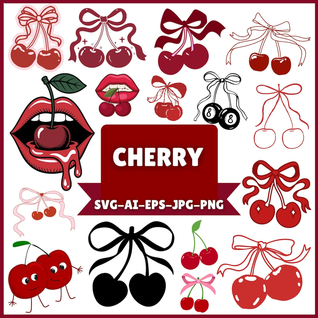 Cherry SVG, Preppy Cherries, Cherries,red Coquette Aesthetic,cute ...