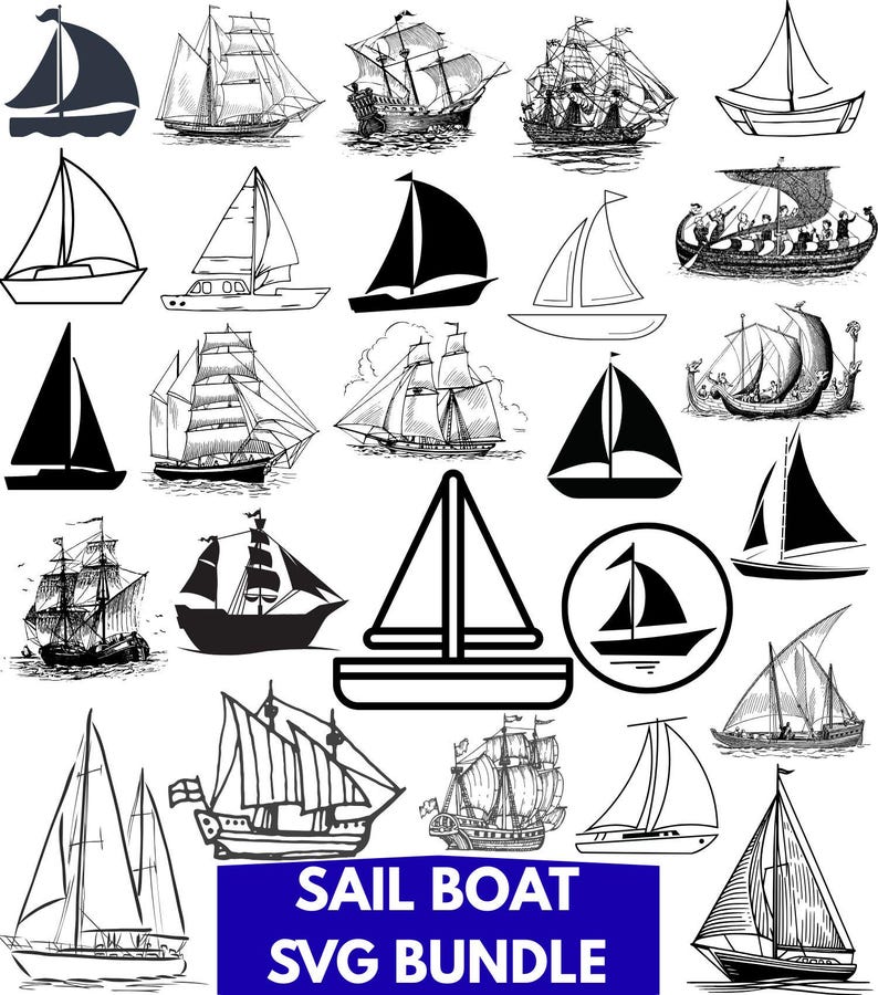 Sailboat SVG Clipart Bundle: Cricut Cut Files (instant Download) - Etsy
