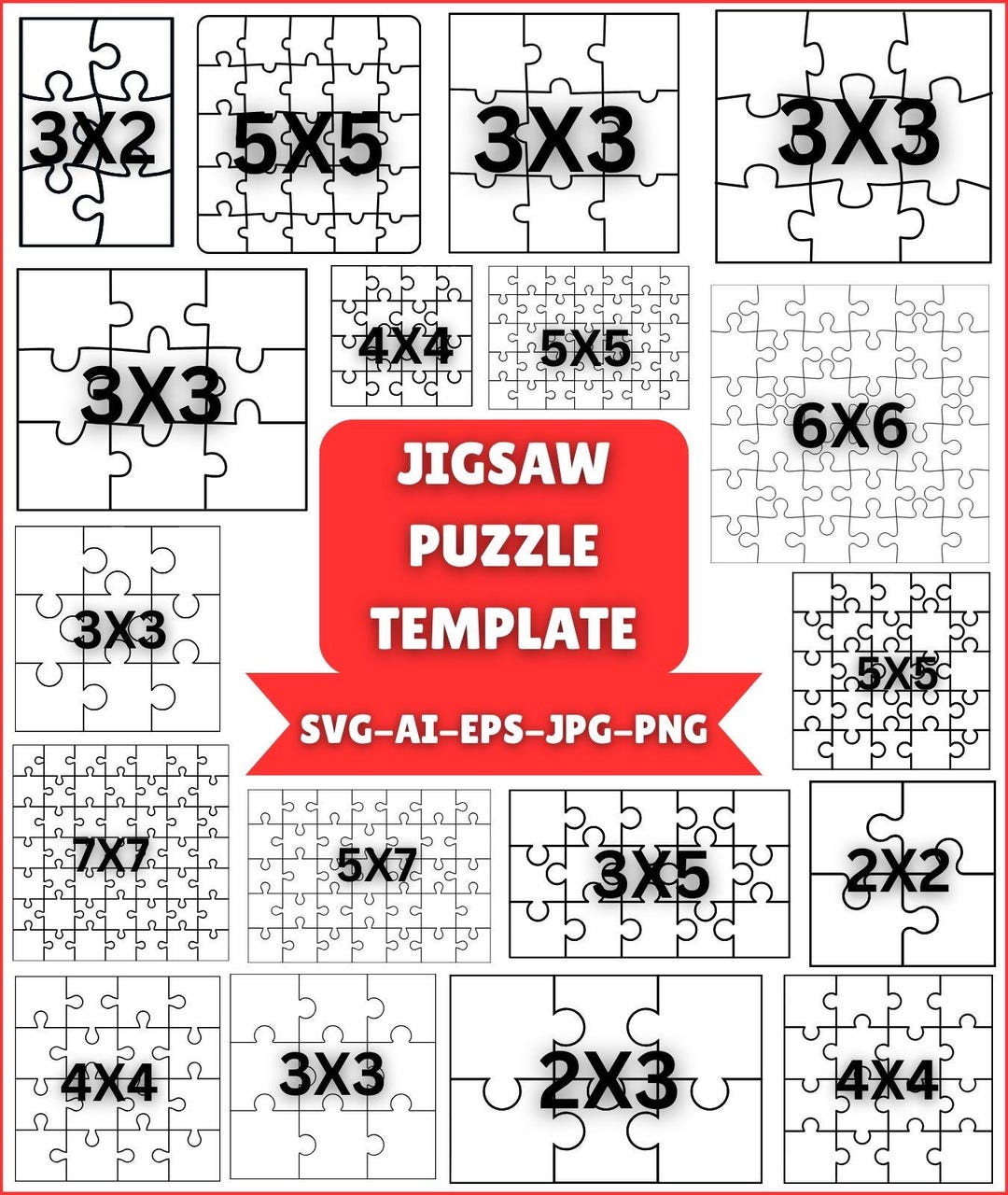 Jigsaw Puzzle SVG Templates Bundle, Laser Cut Files (digital Download ...