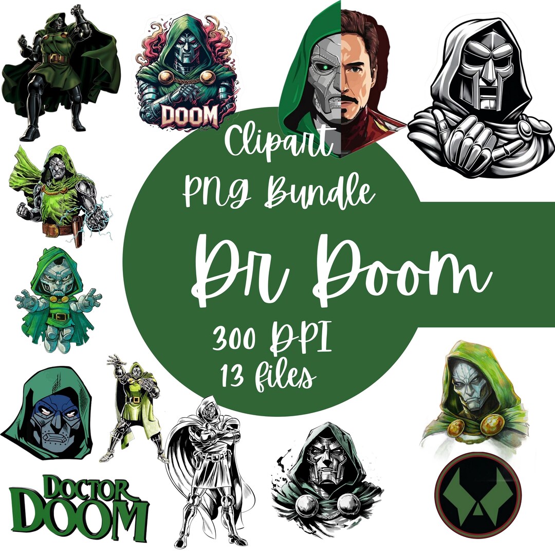 Dr. Doom Clipart PNG Bundle: Comic Villain Sublimation Files (digital ...