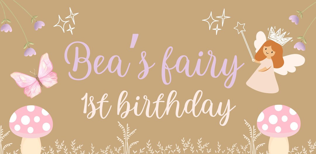 Editable Fairy Party Banner | Fairies & Florals | Printable Birthday ...